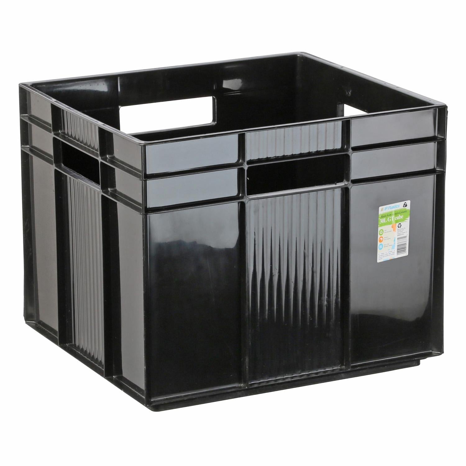 IP Plastics GT Cube Recycled Storage Box 30 litre Black